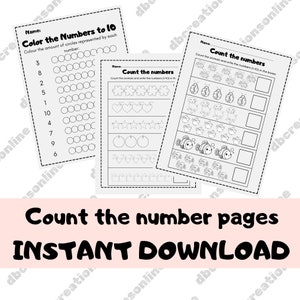 Numbers Worksheets, Printable, Kindergarten Numbers to 10, Counting ...