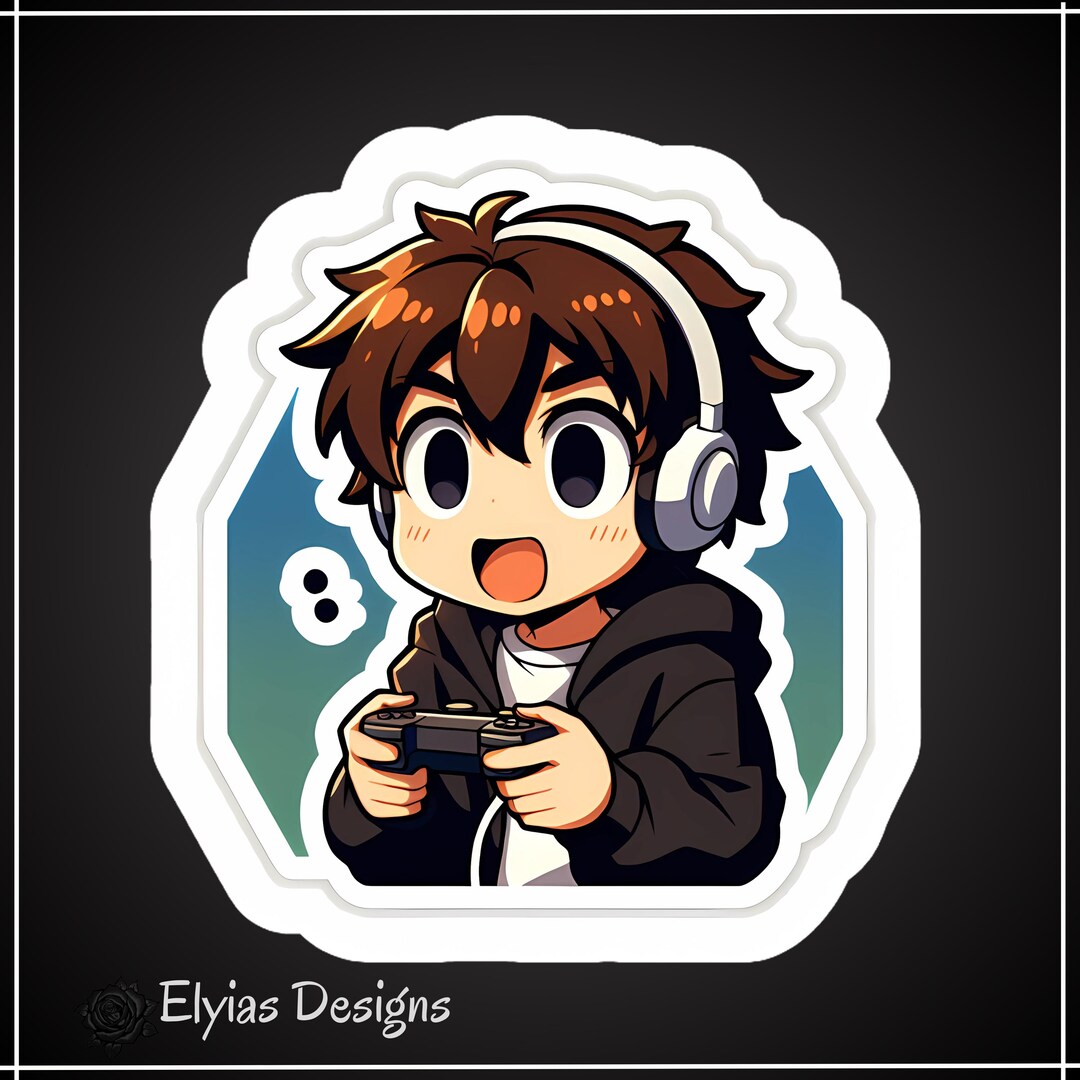 Gaming Sticker - Gamer - Boy Gaming - Headphones - Playstation - Happy ...