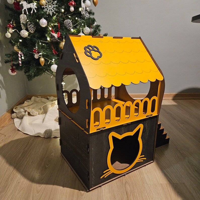 Custom Wooden 2 Story Cat House Wooden 2 Story Cat House Etsy