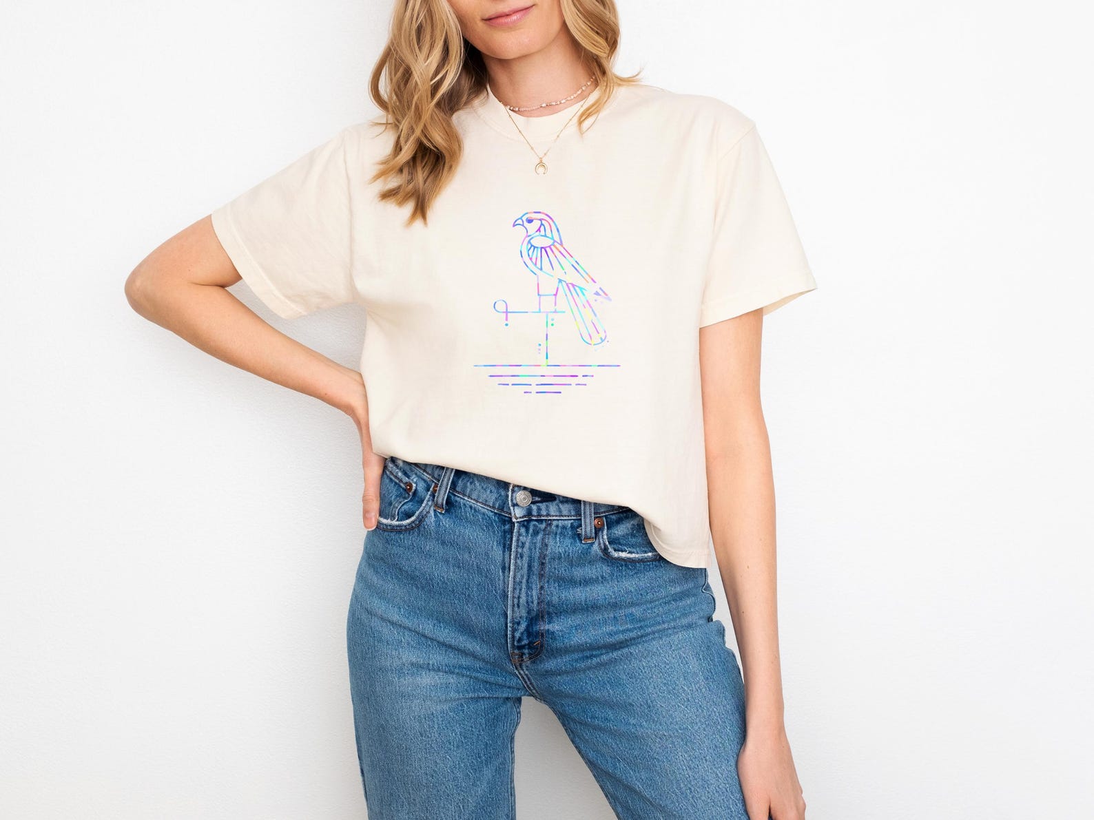 Falcon Boxy Tee, Egyptian God Horus Symbol Shirt, Divine Protection ...