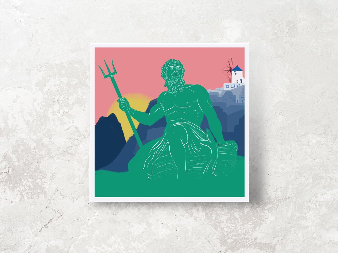 Poseidons Realm Digital Art Print Greek Mythology Wall Art Santorini ...