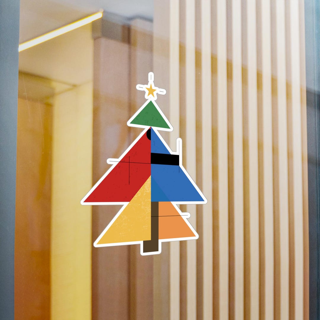 Bauhaus Christmas Tree Vinyl Sticker, Kiss-cut White Vinyl With Satin ...