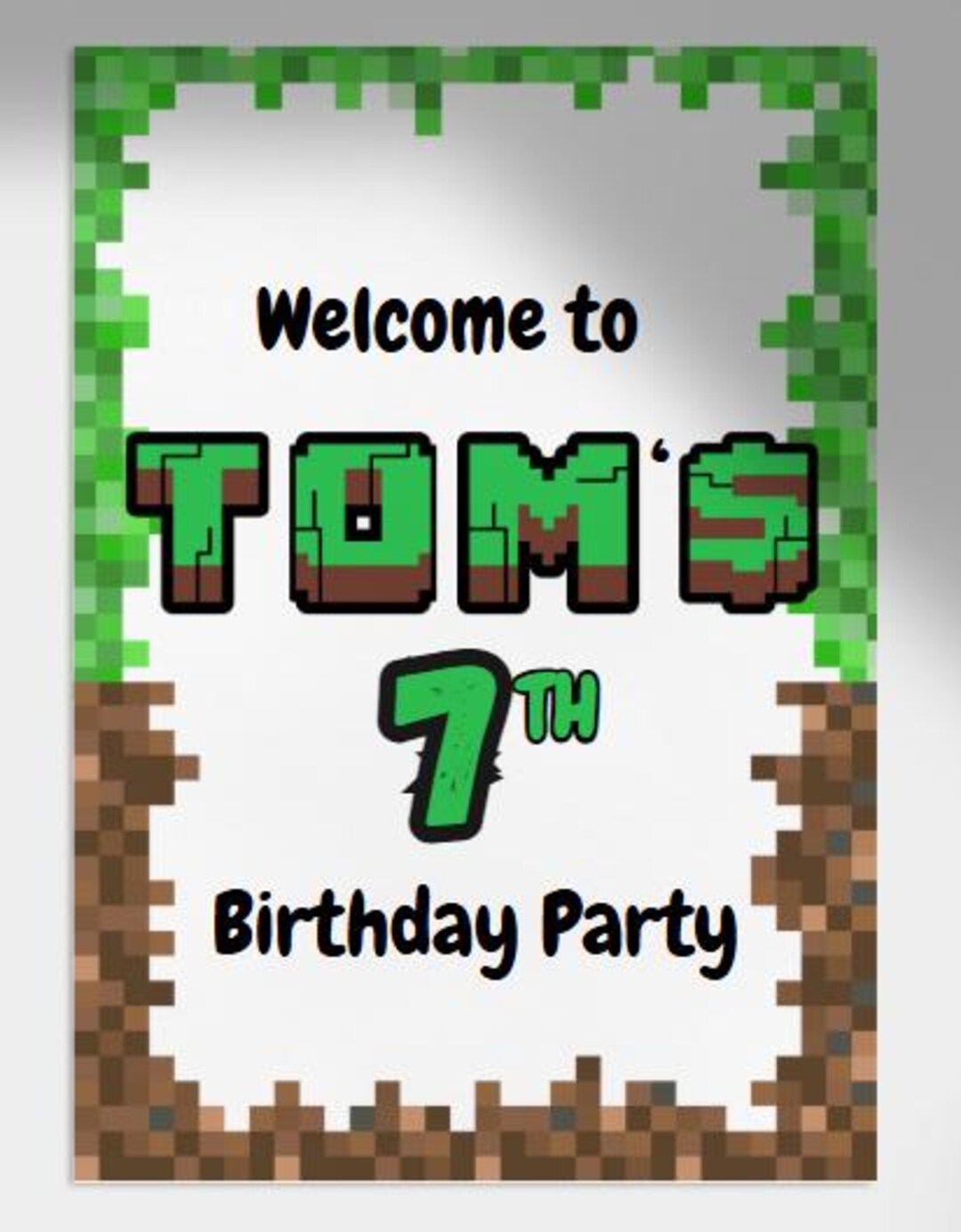 Minecraft Birthday Welcome Sign Party Poster Decor - Etsy