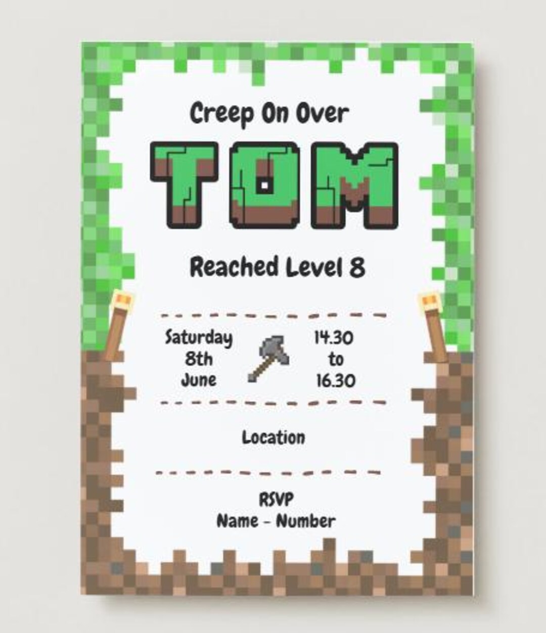 Minecraft Birthday Party Invitation - Children's Invites - Digital Copy ...