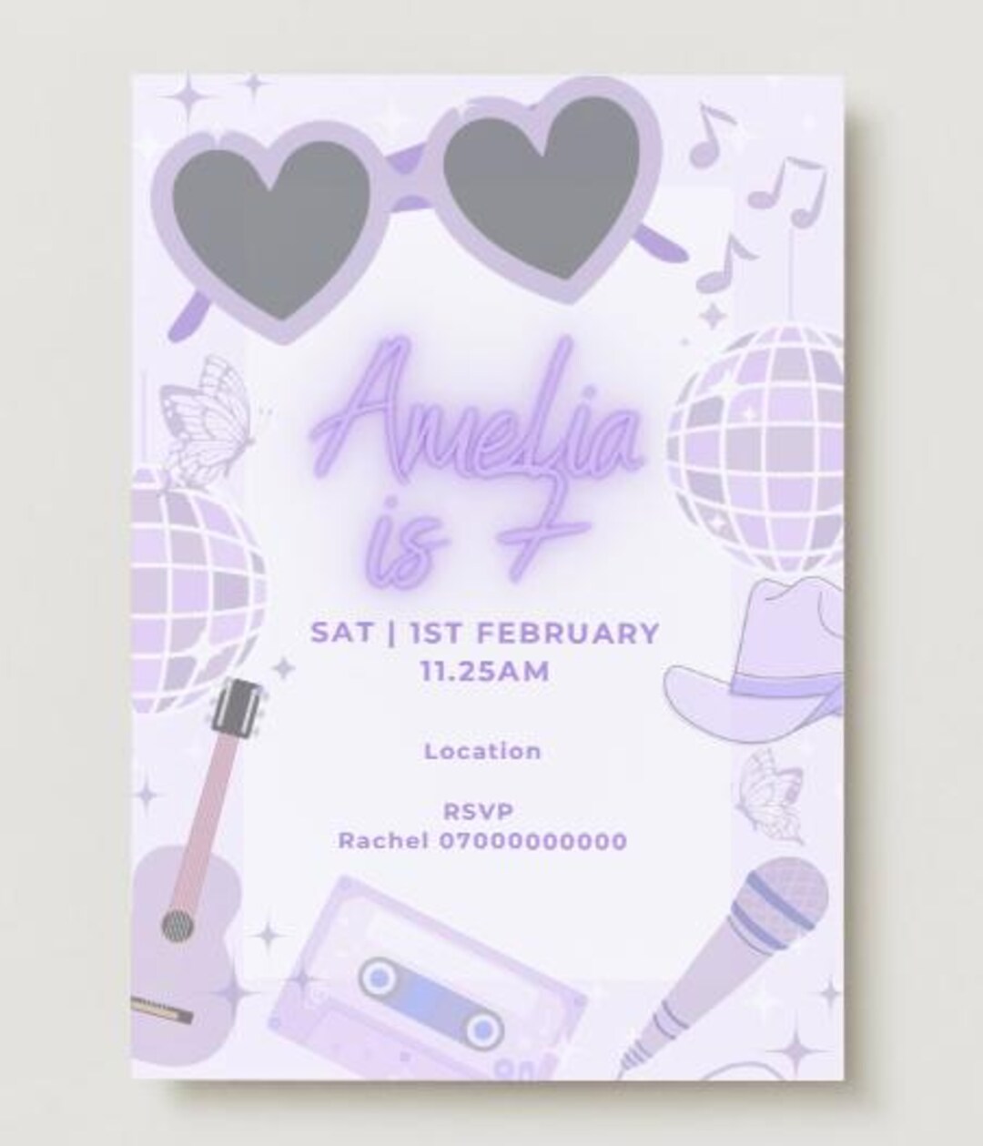 Taylor Swift Birthday Party Invitation - Children's Invites - Digital ...