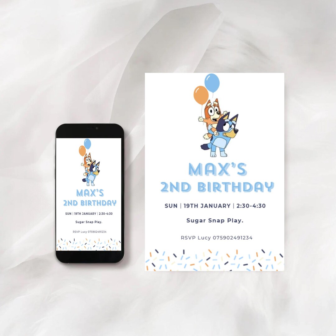 Bluey Birthday Invitations - Digital Copy - Children's Invitations - Etsy