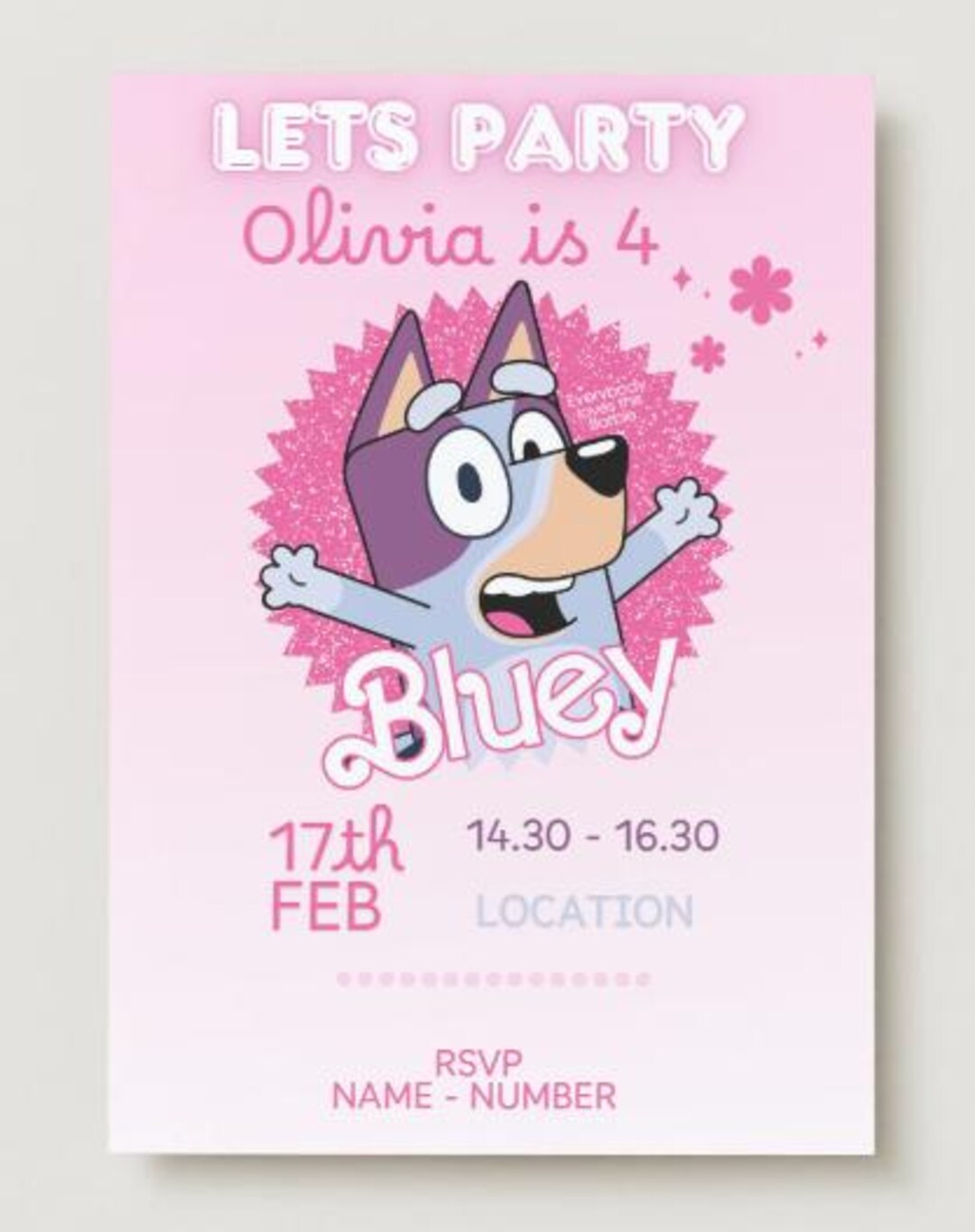 Bluey Birthday Party Invitation - Children's Invites - Digital Copy ...