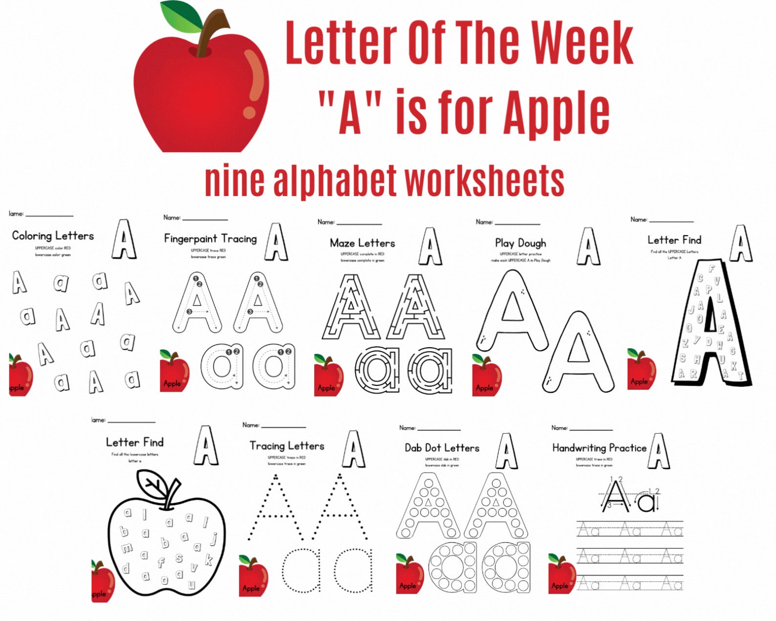 Letter A, Toddler Printable Busybook, Alphabet Busy Book, Preschool ...