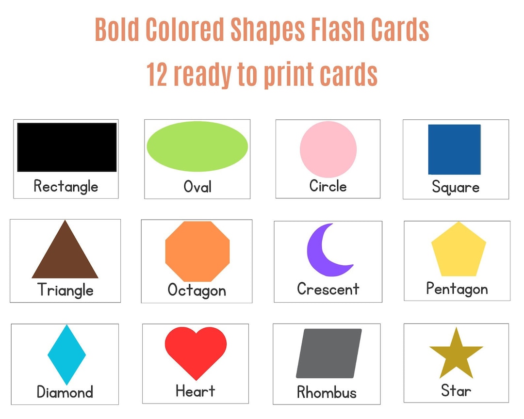 12 Bold Shapes Flash Cards Preschool Materials Homeschool - Etsy.de