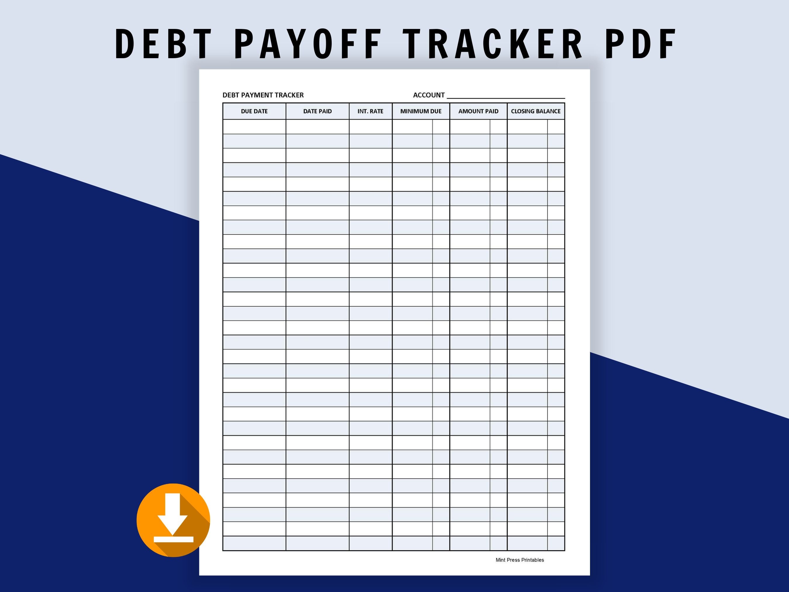 Debt Payoff Printables Credit Card Payment Tracker Snowball Avalanche ...