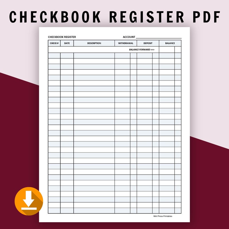 Printable Check Register - Etsy