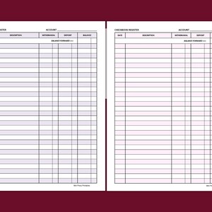 Check Register Printable Bank Account Tracker Checkbook Reconciliation ...