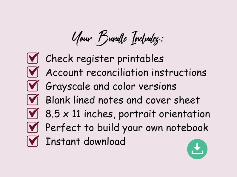 Check Register Printable Bank Account Tracker Checkbook Register ...