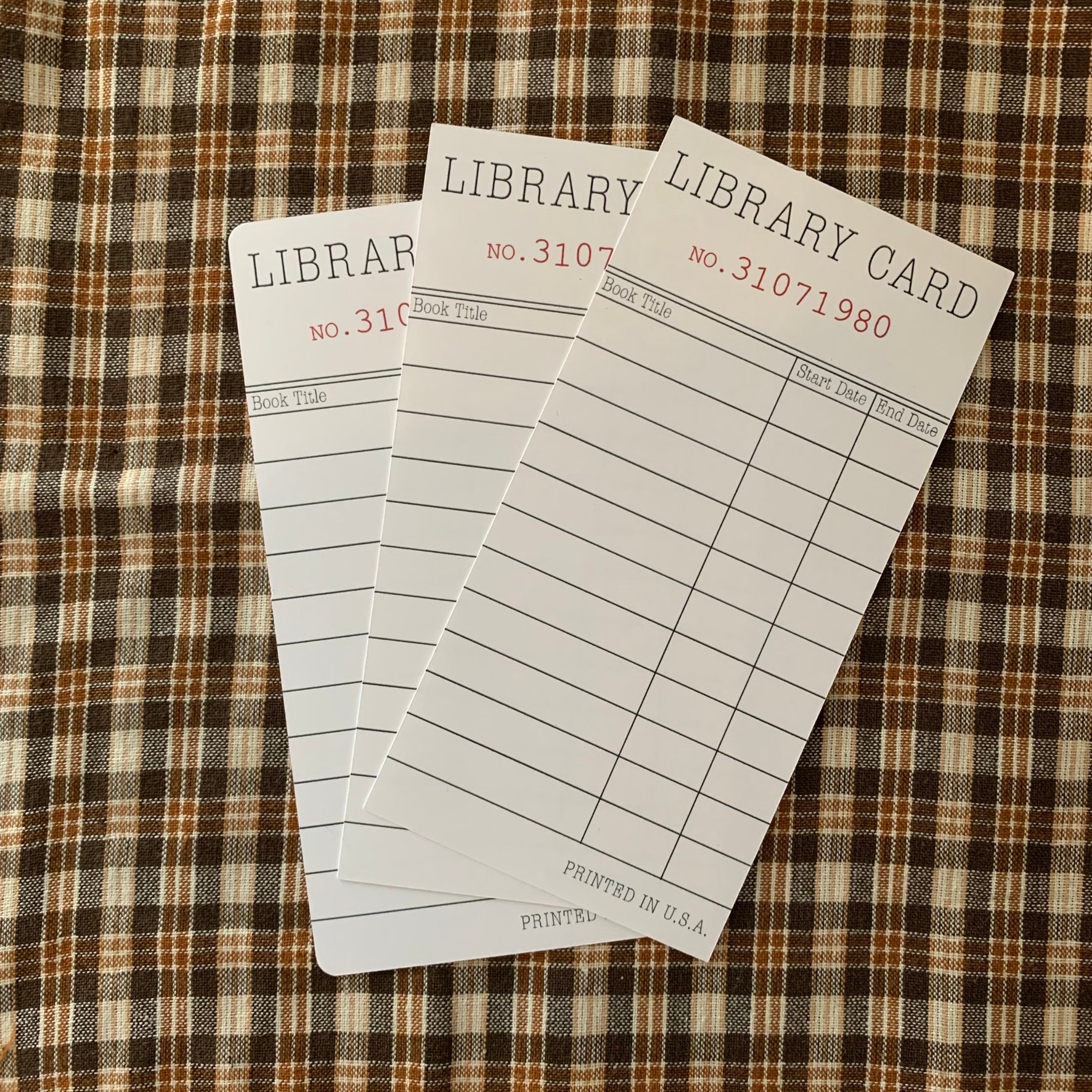 Library Card Bookmark, Reading List Bookmark, Book Lover Gift, Vintage ...