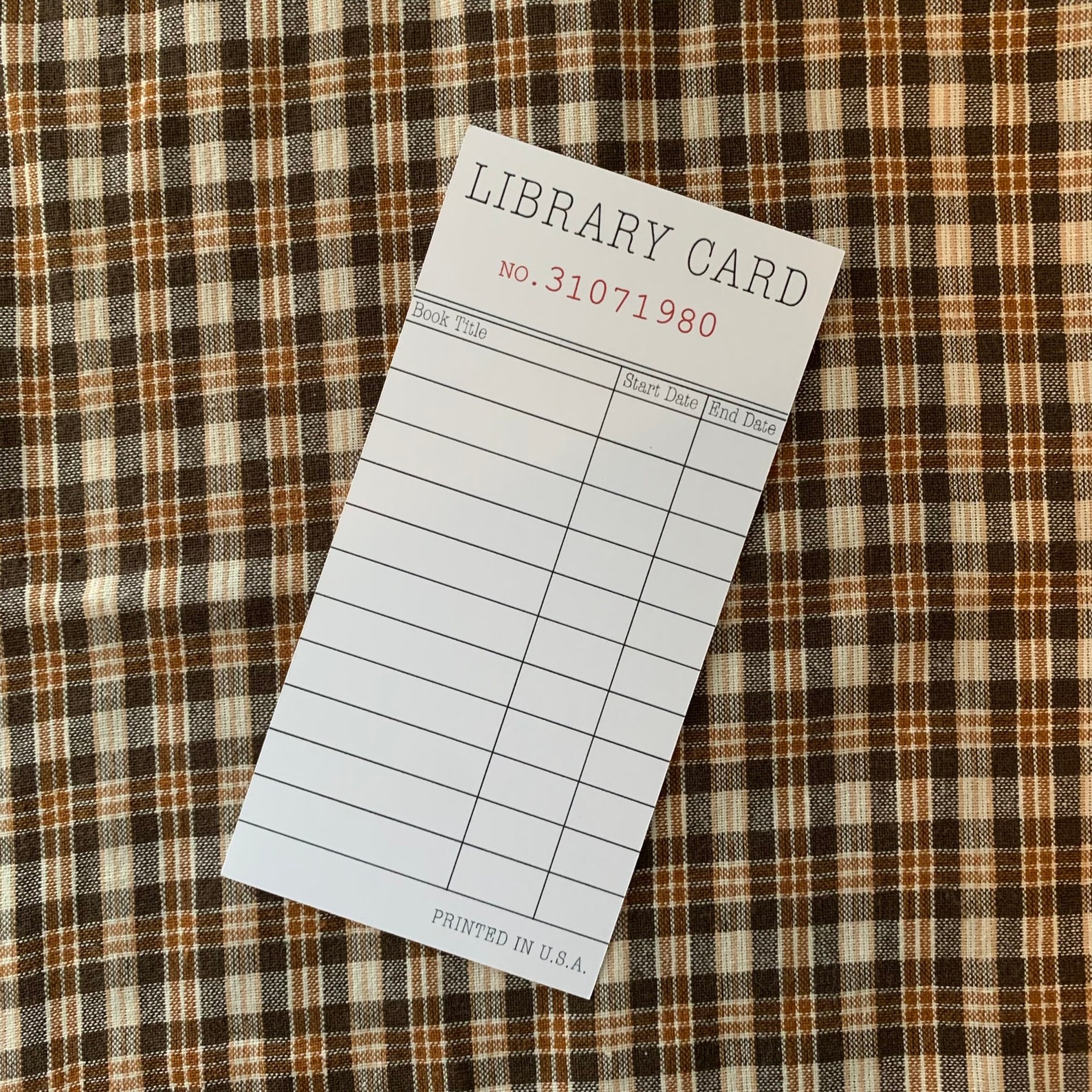 Library Card Bookmark, Reading List Bookmark, Book Lover Gift, Vintage ...