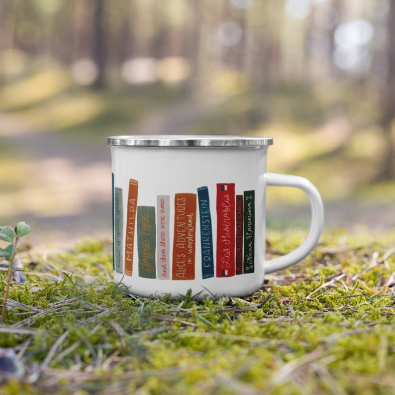 Classic Literature Coffee Mug, Book Lovers Mug, Enamel Mug, Gift for ...