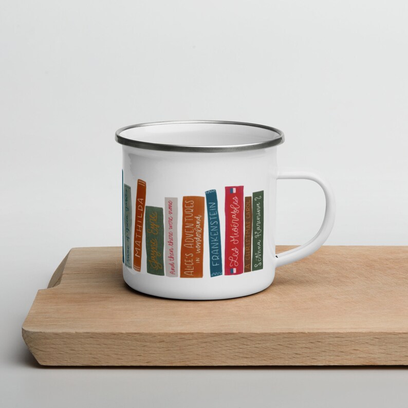 Classic Literature Coffee Mug, Book Lovers Mug, Enamel Mug, Gift for ...