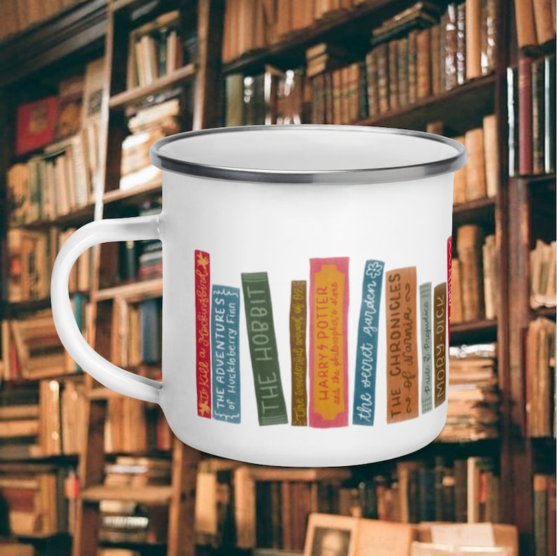 Classic Literature Coffee Mug, Book Lovers Mug, Enamel Mug, Gift for ...