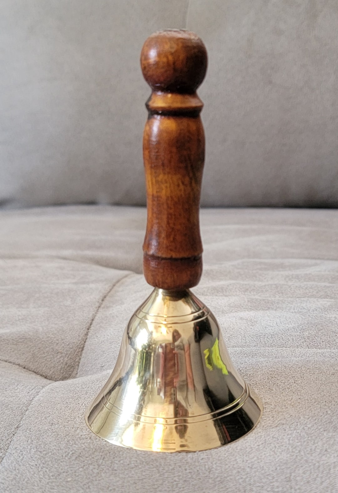 Vintage India Brass Handbell With Wooden Handle 5 Tall - Etsy