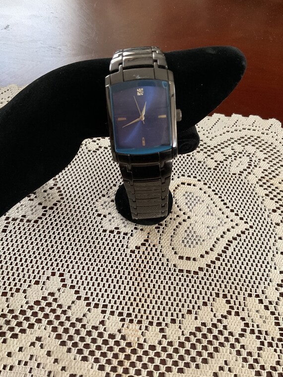 Men’s Diamond Dial Stainless Steel Quartz Watch - Gem