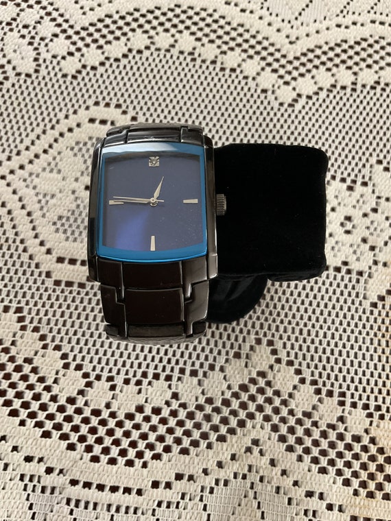 Men’s Diamond Dial Stainless Steel Quartz Watch - Gem