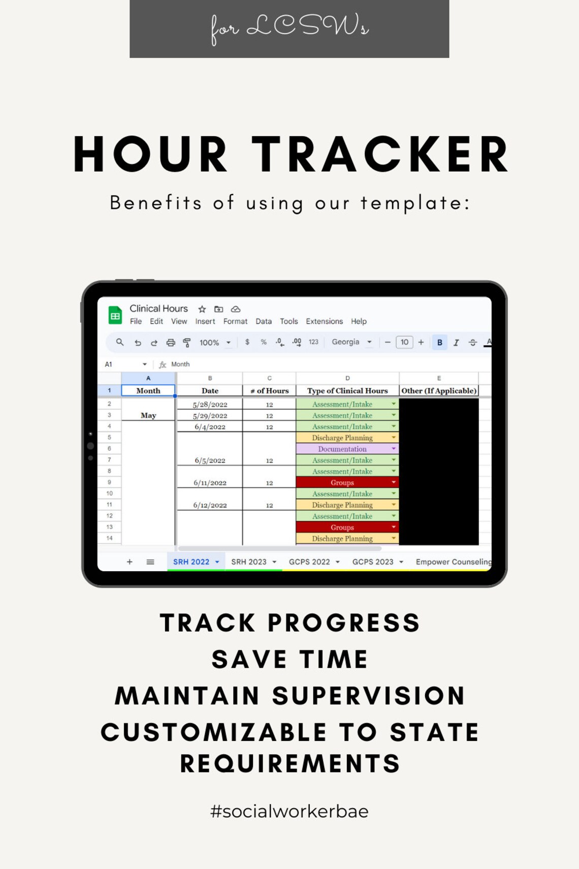 LCSW Clinical Hours Documentation Tool - Etsy