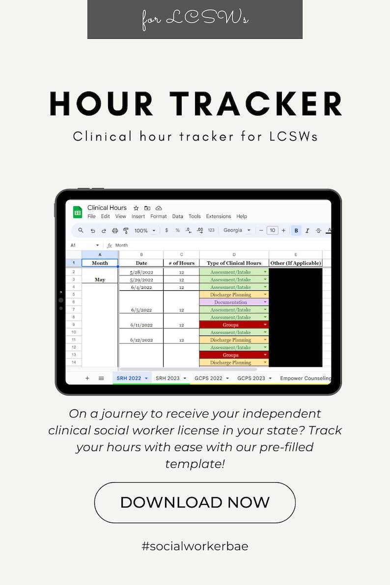 LCSW Clinical Hours Documentation Tool - Etsy
