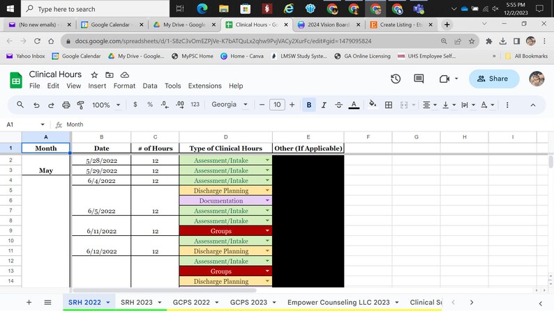 LCSW Clinical Hours Documentation Tool - Etsy