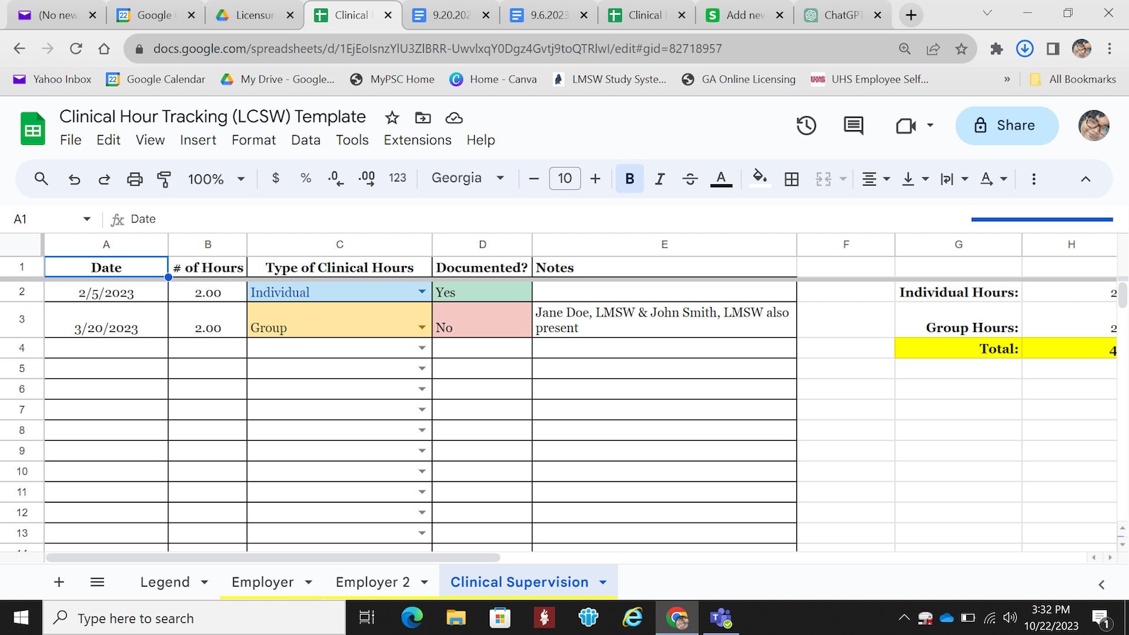 LCSW Clinical Hours Documentation Tool - Etsy