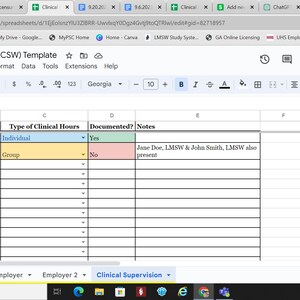 LCSW Clinical Hours Documentation Tool - Etsy