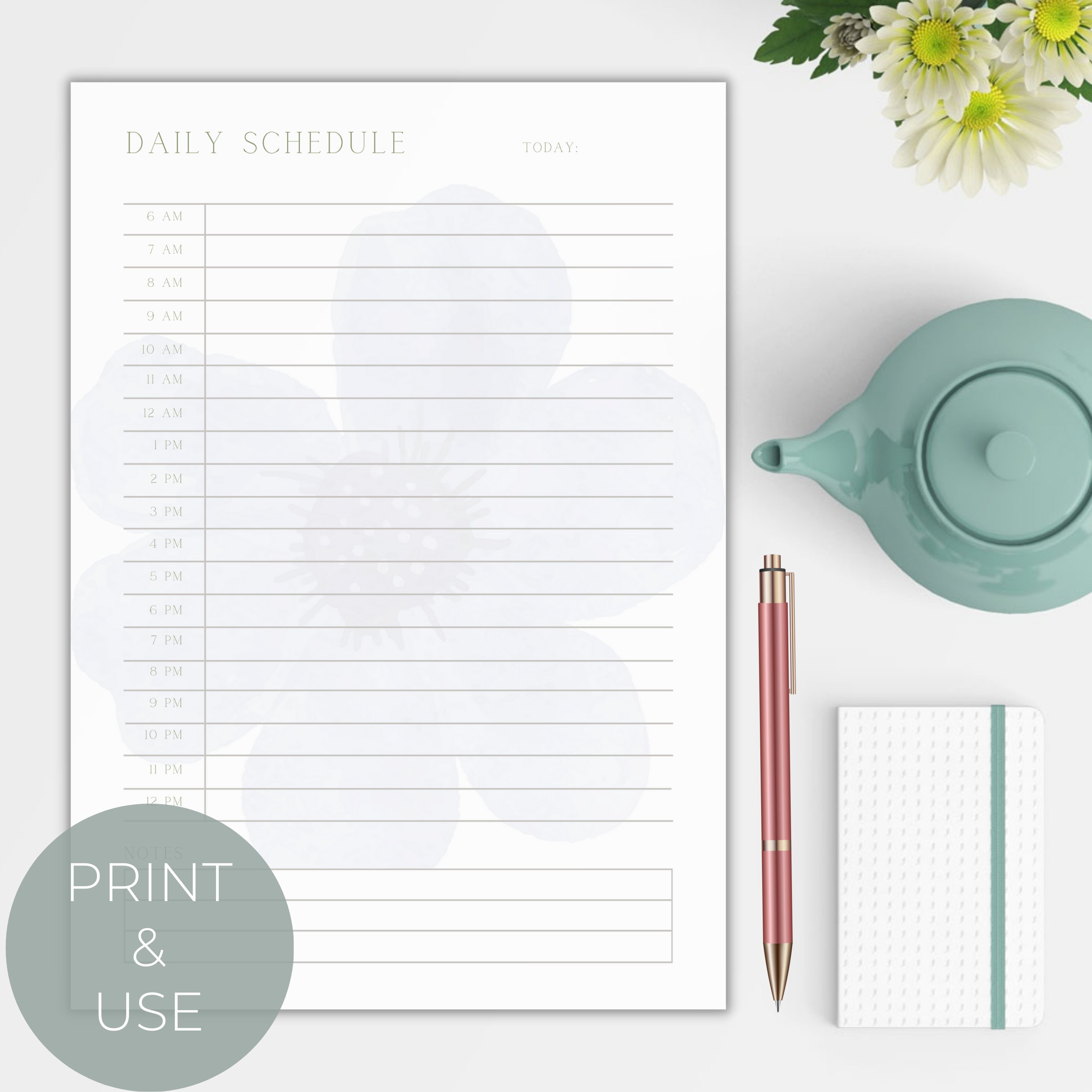 Minimalist Daily Schedule Printable Daily Planner, Daily Schedule ...