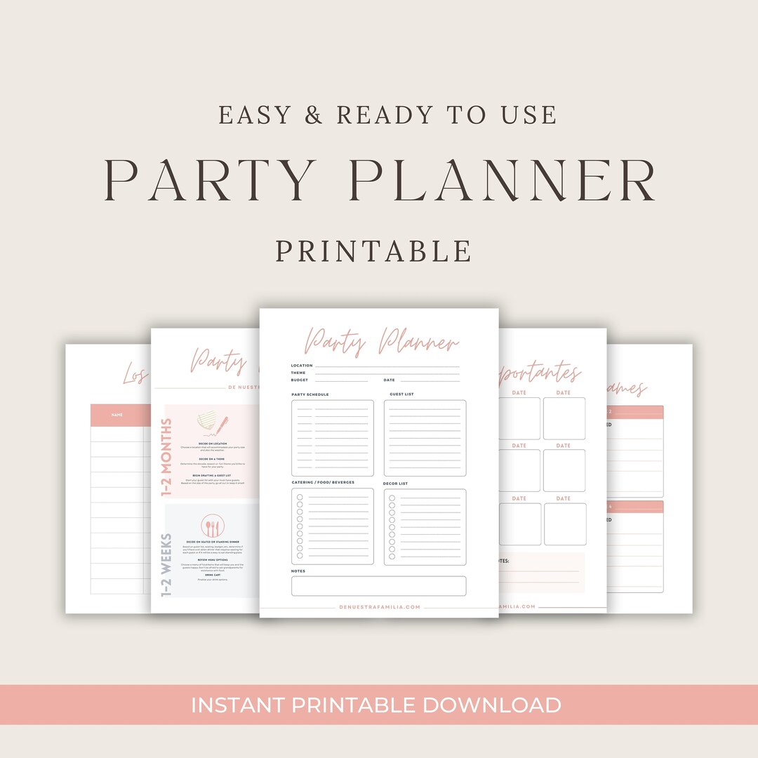 Spanglish Digital Party Planner for Latinas, Undated Planner Sheets ...