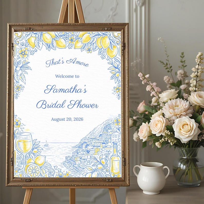 Italian Lemon Bridal Shower Welcome Sign Template, Amalfi Coast Bridal ...
