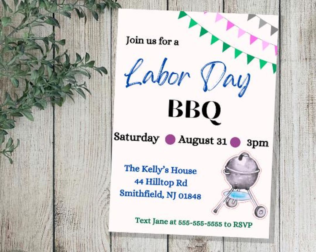 Labor Day BBQ Invitation, Barbecue Invite, Labor Day Party - Etsy
