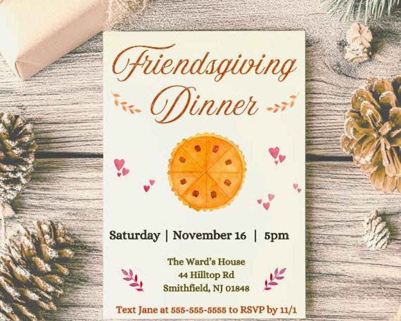 Friendsgiving Invitation, Thanksgiving Celebration Friend Thanksgiving ...