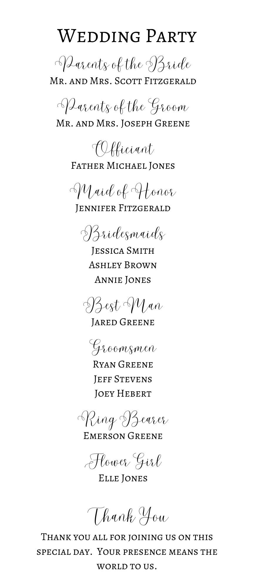 Wedding Program Template, Wedding Ceremony Guide, DIY Wedding, Classic ...