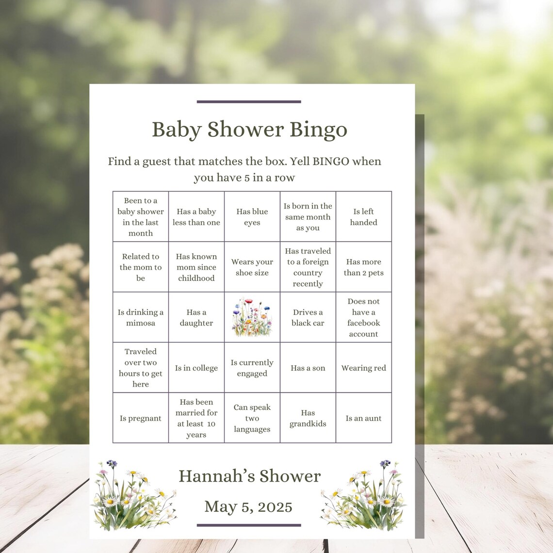 Personalized Baby Shower Game - Printed and Shipped 5x7 Cards - Find ...