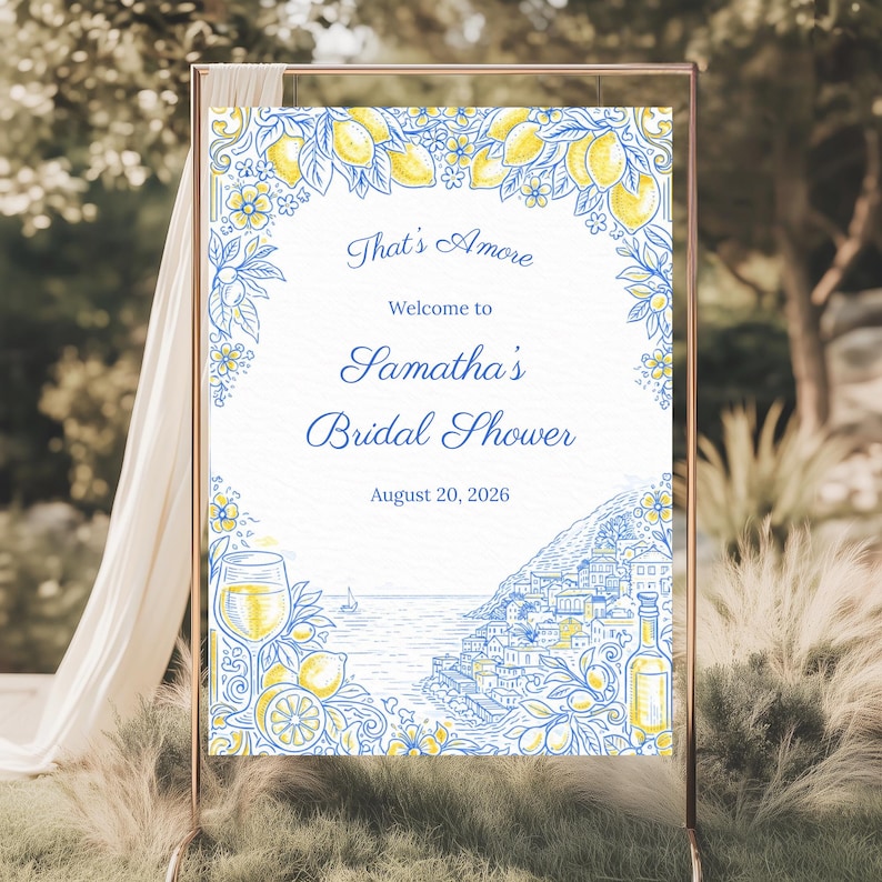 Italian Lemon Bridal Shower Welcome Sign Template, Amalfi Coast Bridal ...