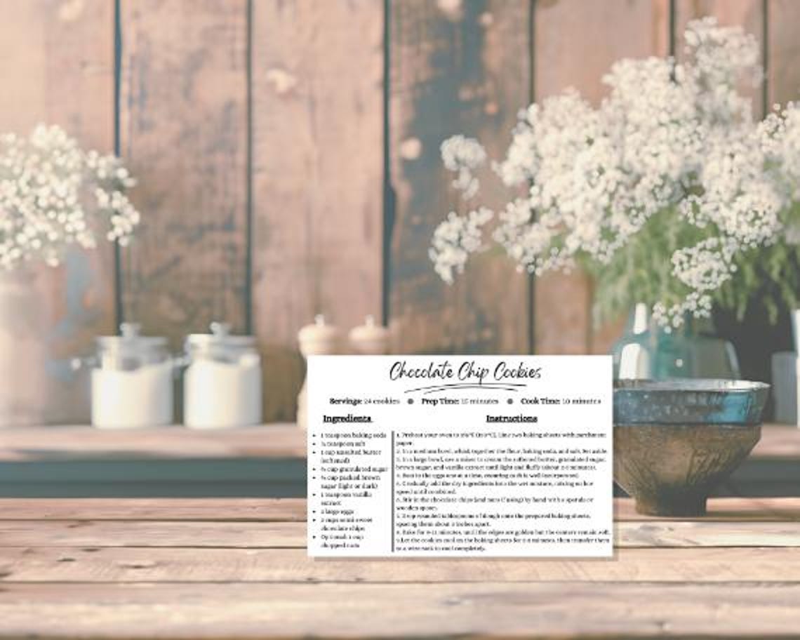 Minimalist Recipe Card Template Simple Recipe Card CANVA Recipe ...