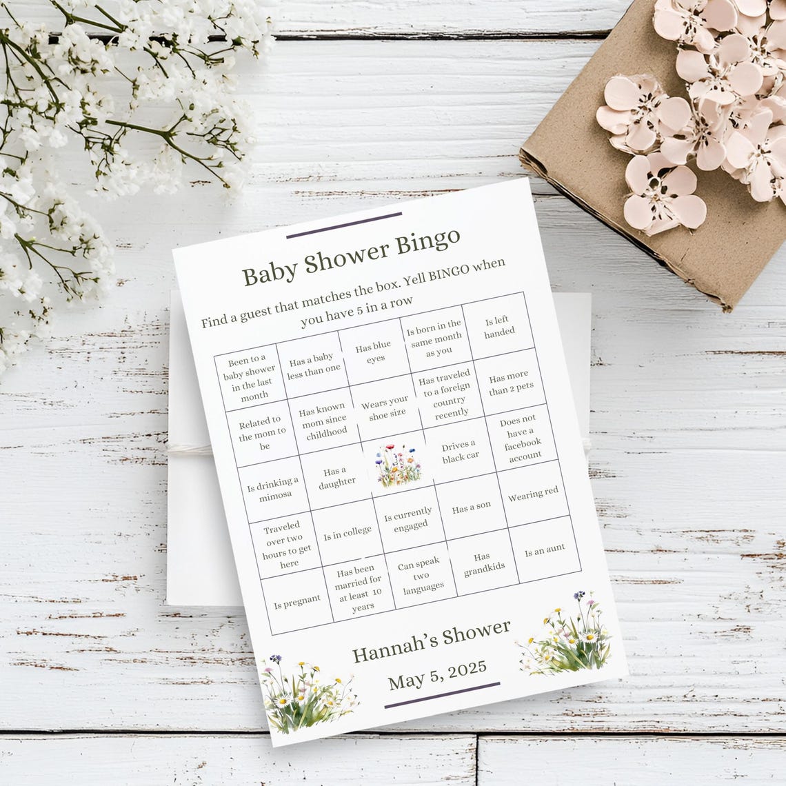Personalized Baby Shower Game - Printed and Shipped 5x7 Cards - Find ...
