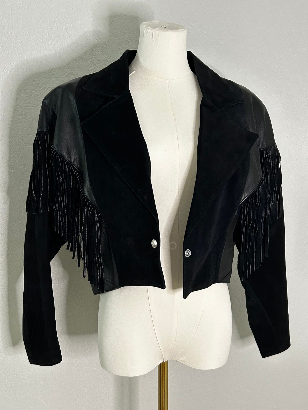 Vintage Leather and Suede Cropped Jacket With Fringe - Etsy