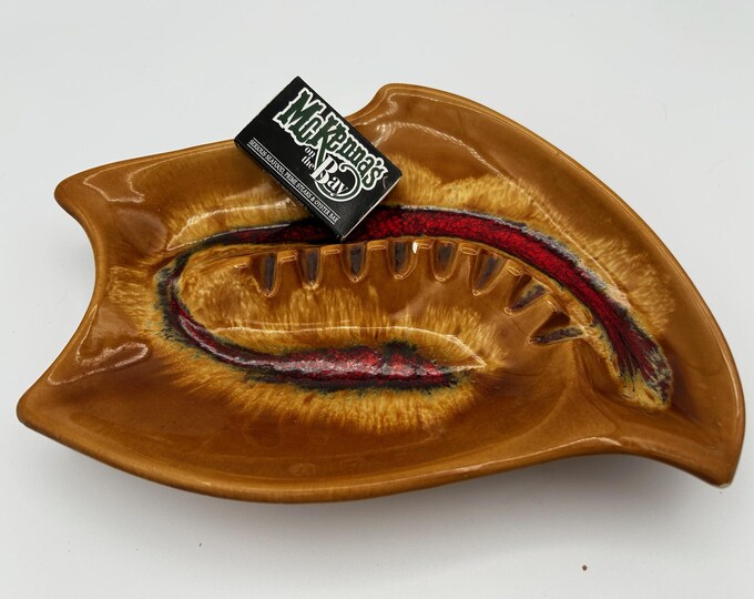 Mid-century Modern Abstract Ceramic Ashtray - 1960s Retro Brown and Red ...