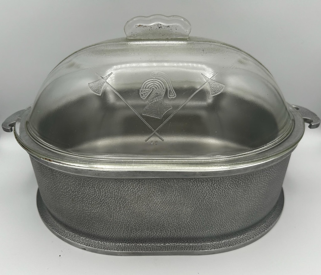 Vintage Guardian Service Aluminum Oval Roaster With Embossed Glass Lid ...
