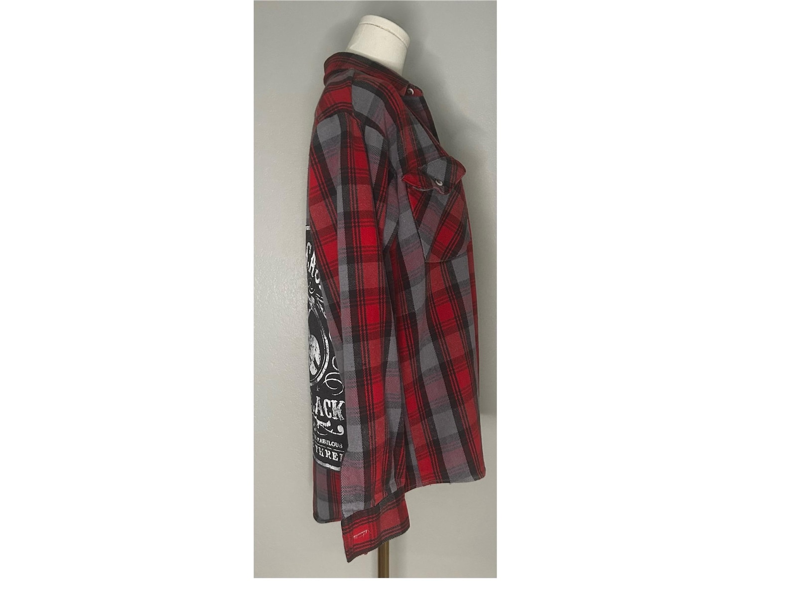 Vintage Codet Johnny Cash 'man in Black' Red & Grey Plaid Flannel Shirt ...