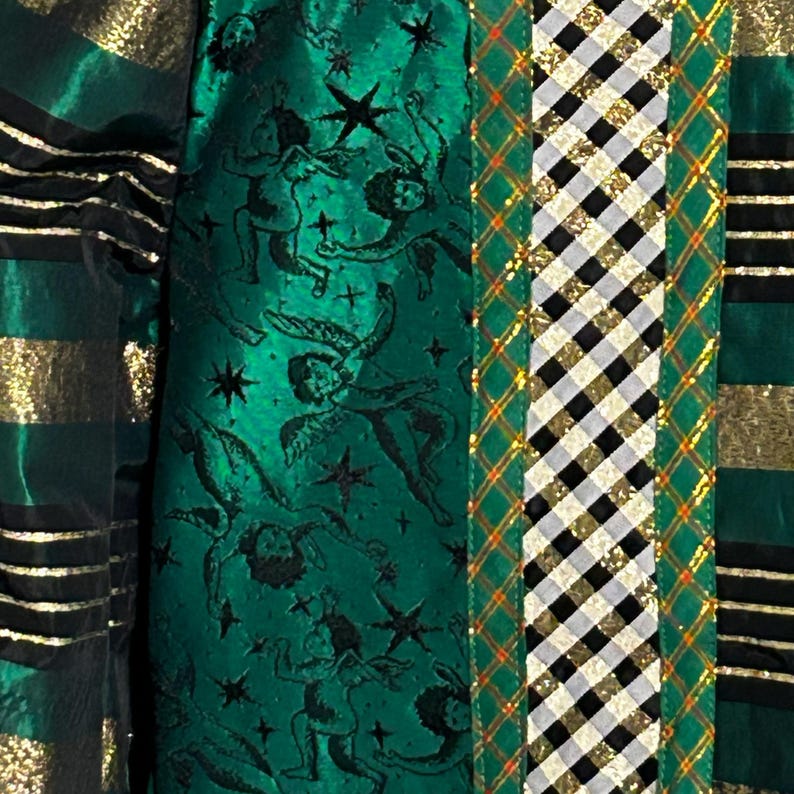 Vintage Marie Studer Designs Green and Gold Cropped Open Jacket - Etsy