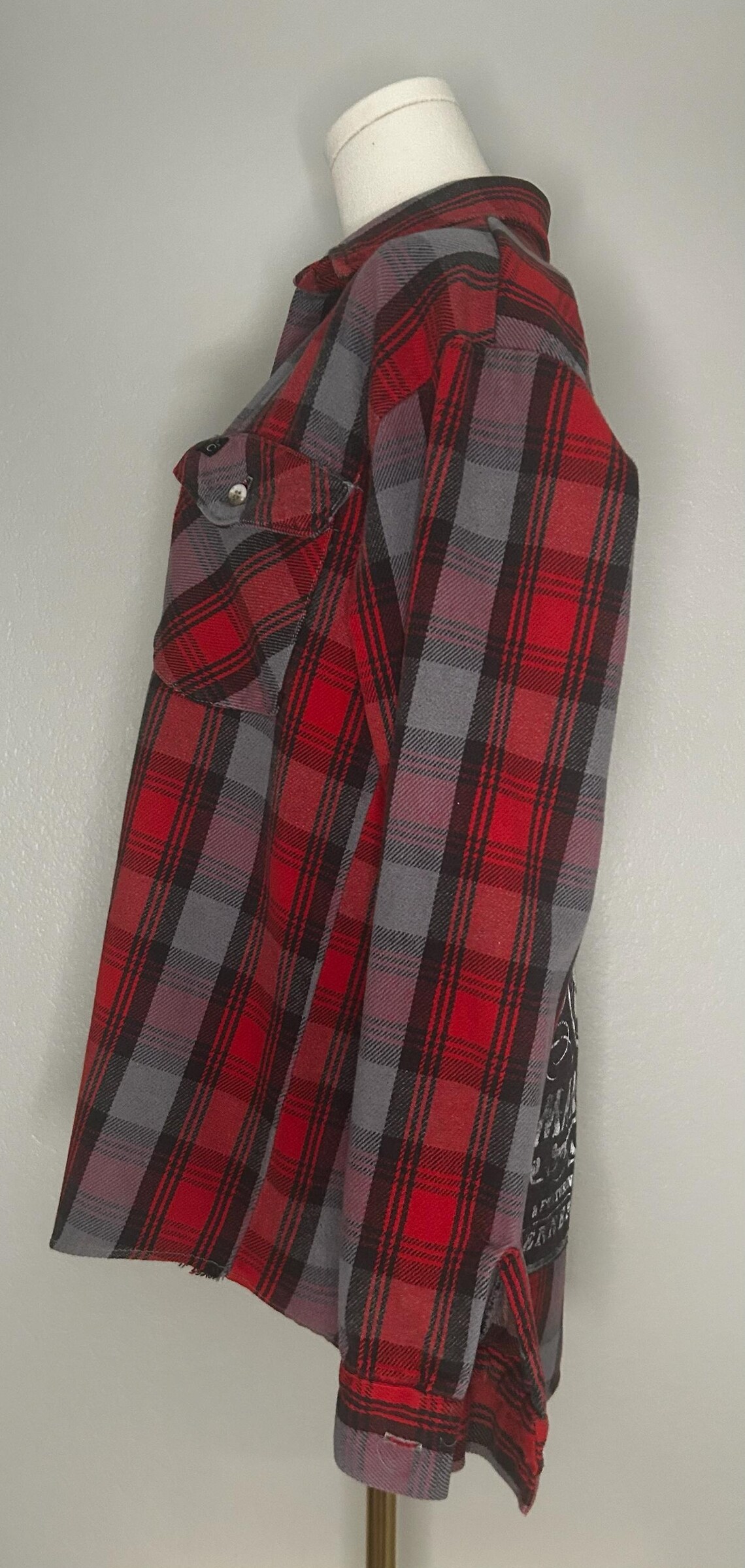 Vintage Codet Johnny Cash 'man in Black' Red & Grey Plaid Flannel Shirt ...