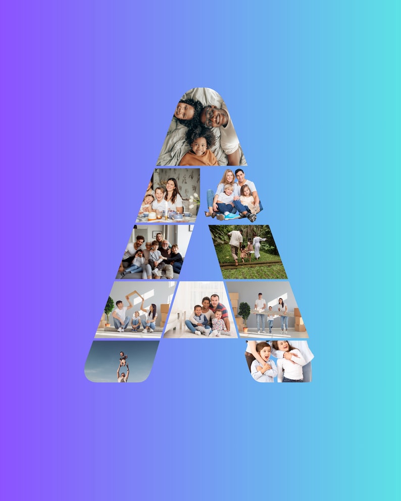 Alphabet Photo Collage Canva Frame Template A to Z Photo Collage Svg ...