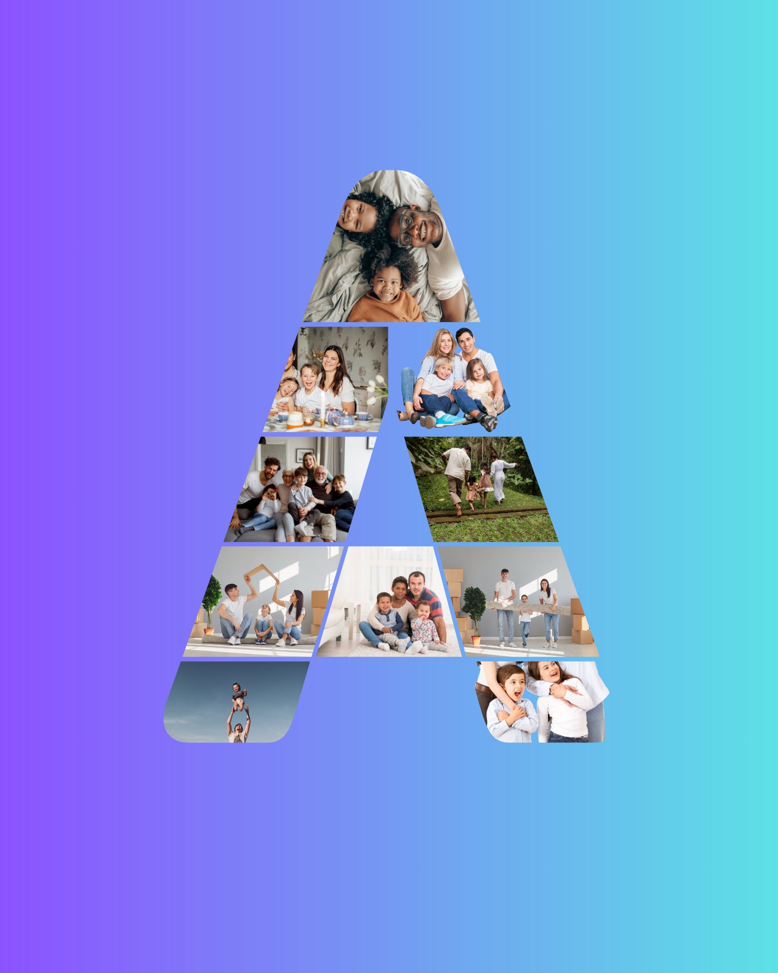 Alphabet Photo Collage Canva Frame Template A to Z Photo Collage Svg ...