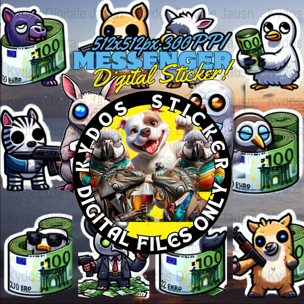 Digital Sticker Collection, Funny Animals With Money, High Resolution ...