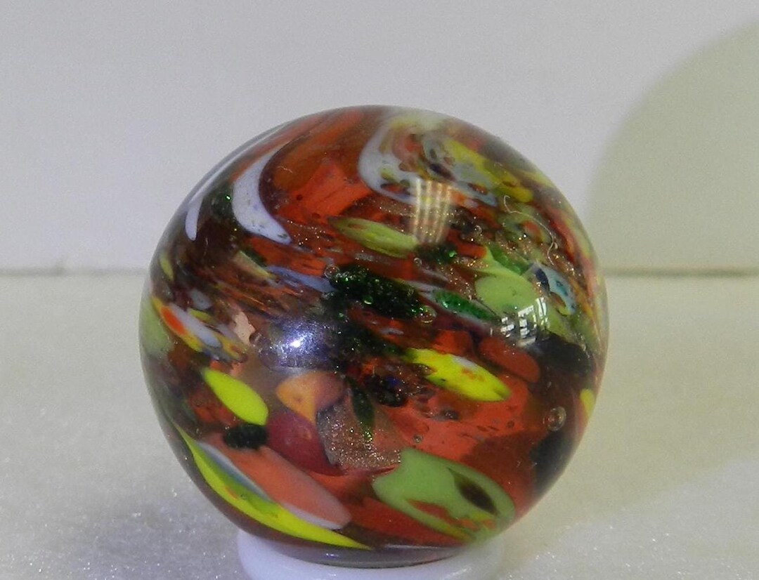Colorful Keith Baker Handmade Contemporary Marble With Lutz 1.01 Inches ...